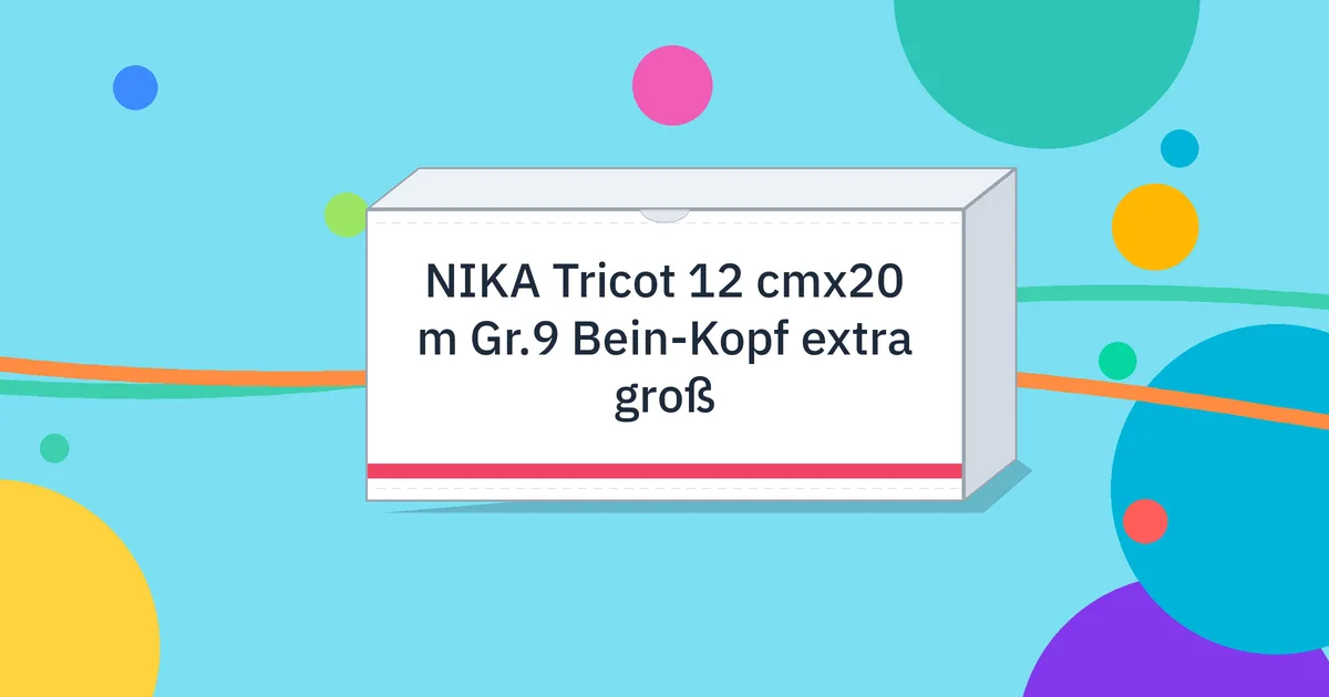 Symbolbild: Packung mit der Aufschrift NIKA Tricot 12 cmx20 m Gr.9 Bein-Kopf extra groß (PZN 18171920) – Verfügbarkeit und Bezug in Apotheken in Frankfurt am Main