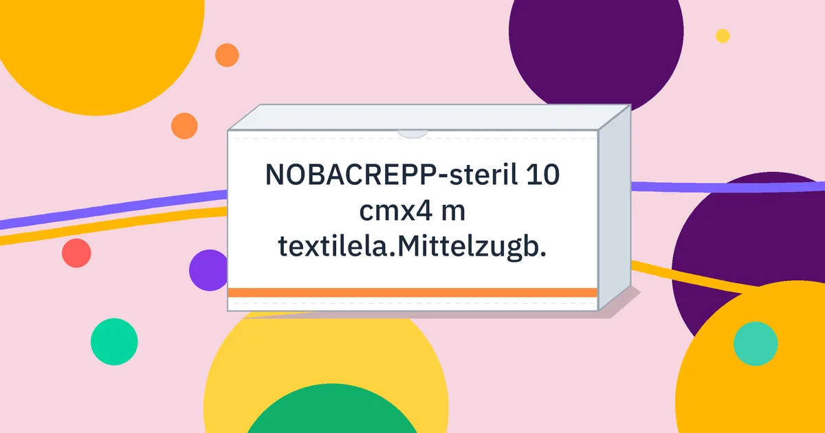 Symbolbild: Packung mit der Aufschrift NOBACREPP-steril 10 cmx4 m textilela.Mittelzugb. (PZN 07127666) – Verfügbarkeit und Bezug in Apotheken in Frankfurt am Main