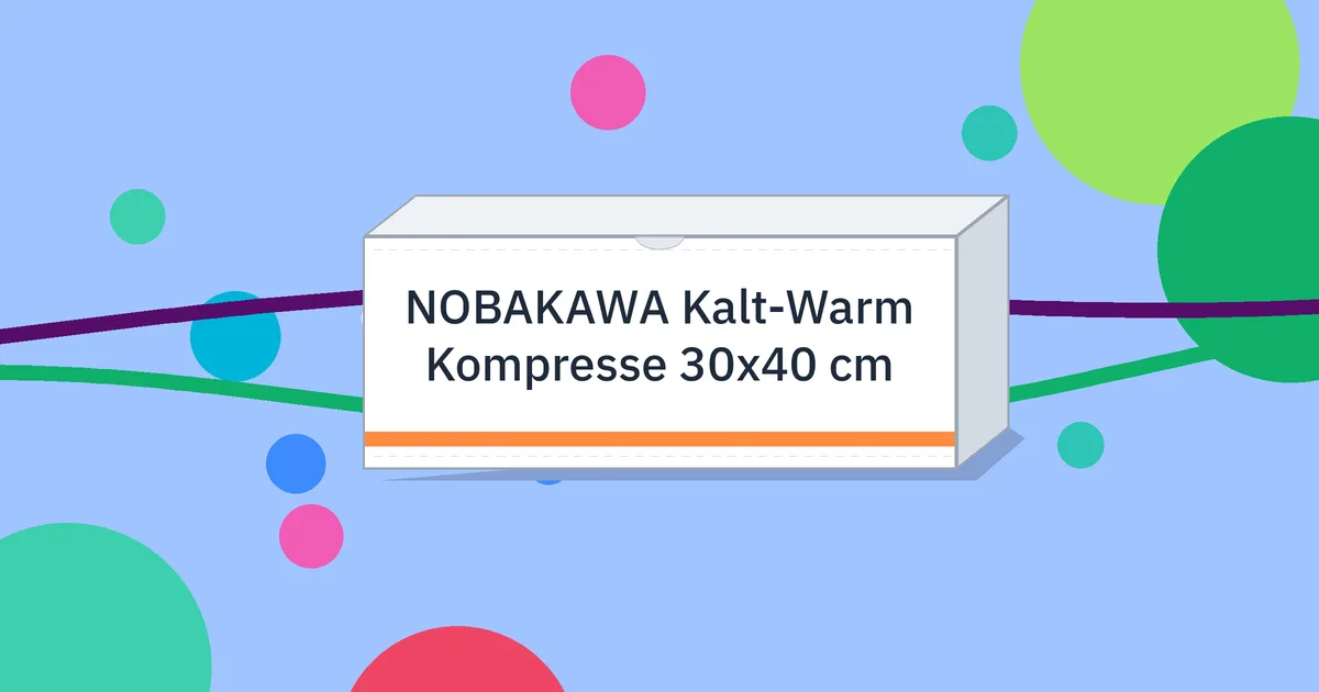 Symbolbild: Packung mit der Aufschrift NOBAKAWA Kalt-Warm Kompresse 30x40 cm (PZN 00611749) – Verfügbarkeit und Bezug in Apotheken in Frankfurt am Main