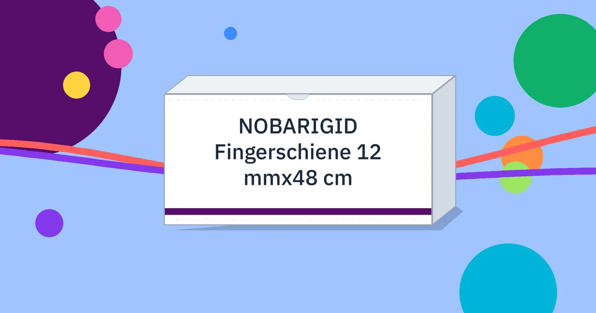 Symbolbild: Packung mit der Aufschrift NOBARIGID Fingerschiene 12 mmx48 cm (PZN 07190185) – Verfügbarkeit und Bezug in Apotheken in Frankfurt am Main