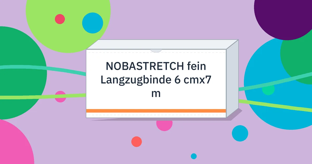 Symbolbild: Packung mit der Aufschrift NOBASTRETCH fein Langzugbinde 6 cmx7 m (PZN 01419681) – Verfügbarkeit und Bezug in Apotheken in Frankfurt am Main