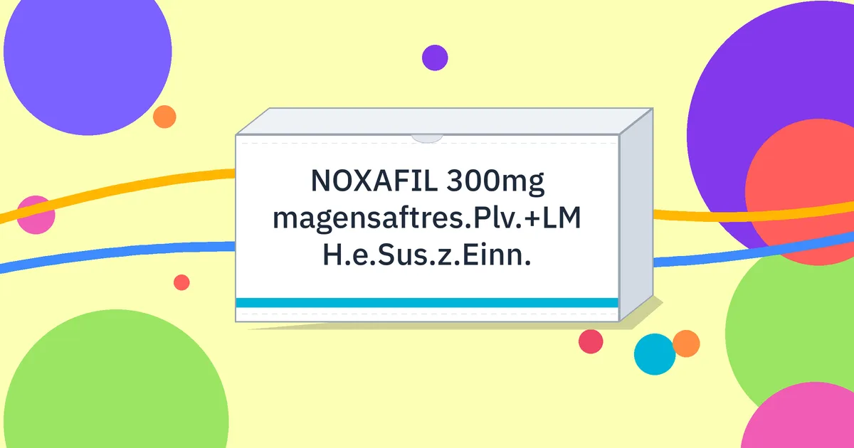Symbolbild: Packung mit der Aufschrift NOXAFIL 300mg magensaftres.Plv.+LM H.e.Sus.z.Einn. (PZN 00834426) – Verfügbarkeit und Bezug in Apotheken in Frankfurt am Main