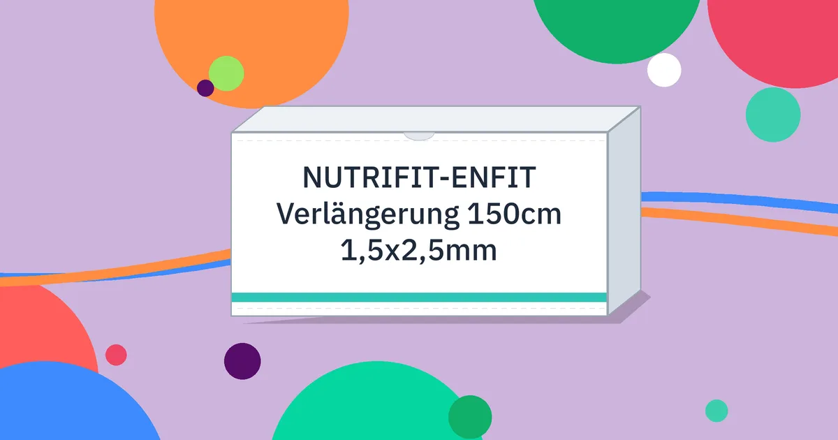 Symbolbild: Packung mit der Aufschrift NUTRIFIT-ENFIT Verlängerung 150cm 1,5x2,5mm (PZN 14174436) – Verfügbarkeit und Bezug in Apotheken in Frankfurt am Main