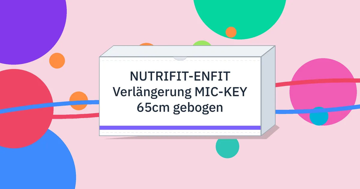 Symbolbild: Packung mit der Aufschrift NUTRIFIT-ENFIT Verlängerung MIC-KEY 65cm gebogen (PZN 14174637) – Verfügbarkeit und Bezug in Apotheken in Frankfurt am Main