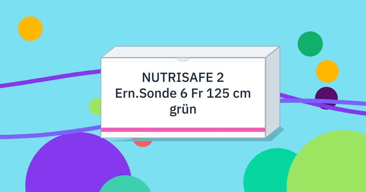 Symbolbild: Packung mit der Aufschrift NUTRISAFE 2 Ern.Sonde 6 Fr 125 cm grün (PZN 04887572) – Verfügbarkeit und Bezug in Apotheken in Frankfurt am Main