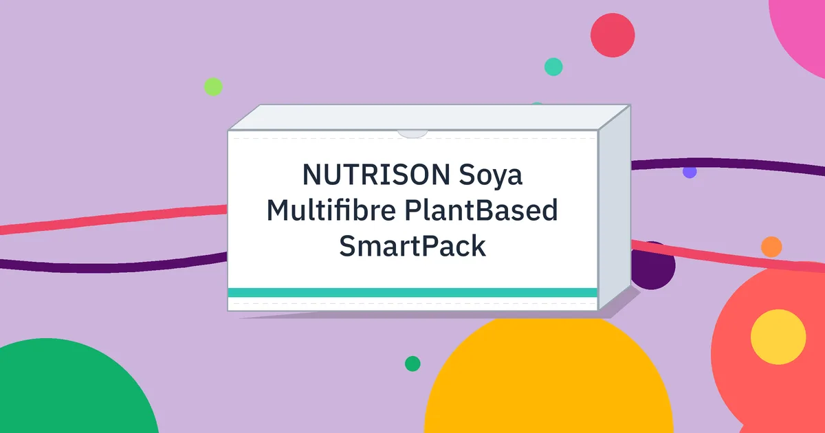Symbolbild: Packung mit der Aufschrift NUTRISON Soya Multifibre PlantBased SmartPack (PZN 19107781) – Verfügbarkeit und Bezug in Apotheken in Frankfurt am Main