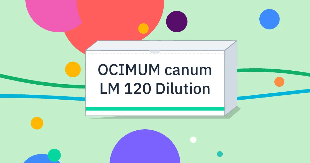 Symbolbild: Packung mit der Aufschrift OCIMUM canum LM 120 Dilution (PZN 13622200) – Verfügbarkeit und Bezug in Apotheken in Frankfurt am Main