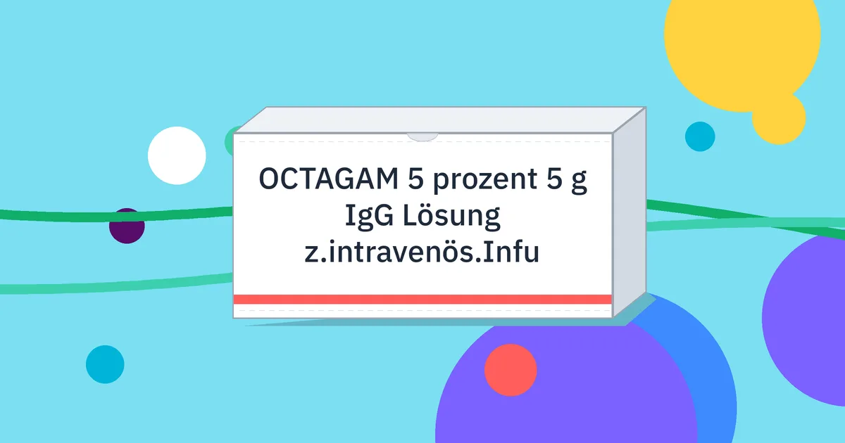 Symbolbild: Packung mit der Aufschrift OCTAGAM 5 prozent 5 g IgG Lösung z.intravenös.Infu (PZN 05373941) – Verfügbarkeit und Bezug in Apotheken in Frankfurt am Main