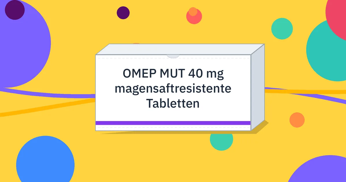 Symbolbild: Packung mit der Aufschrift OMEP MUT 40 mg magensaftresistente Tabletten (PZN 06766358) – Verfügbarkeit und Bezug in Apotheken in Frankfurt am Main