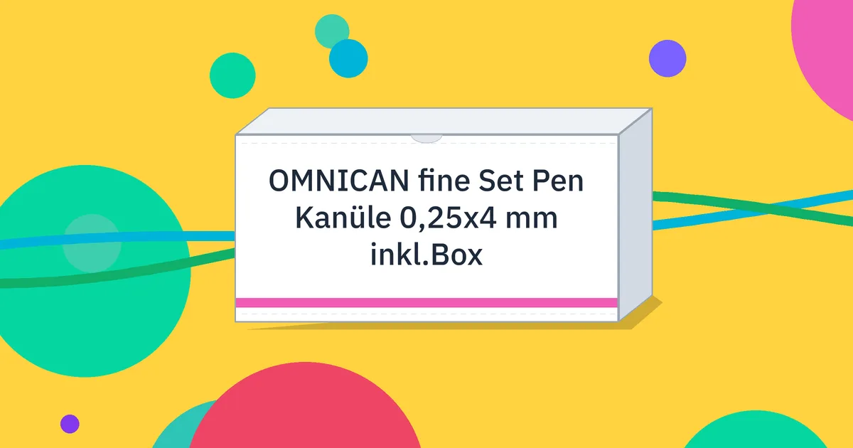 Symbolbild: Packung mit der Aufschrift OMNICAN fine Set Pen Kanüle 0,25x4 mm inkl.Box (PZN 13707178) – Verfügbarkeit und Bezug in Apotheken in Frankfurt am Main