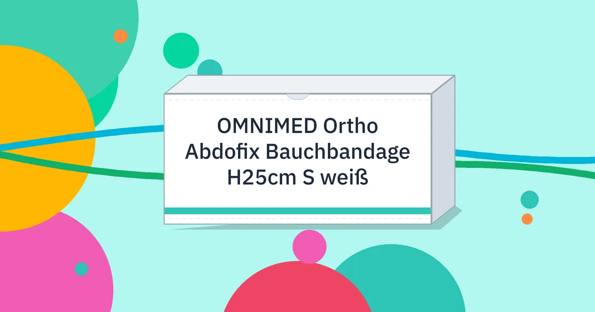 Symbolbild: Packung mit der Aufschrift OMNIMED Ortho Abdofix Bauchbandage H25cm S weiß (PZN 16385338) – Verfügbarkeit und Bezug in Apotheken in Frankfurt am Main