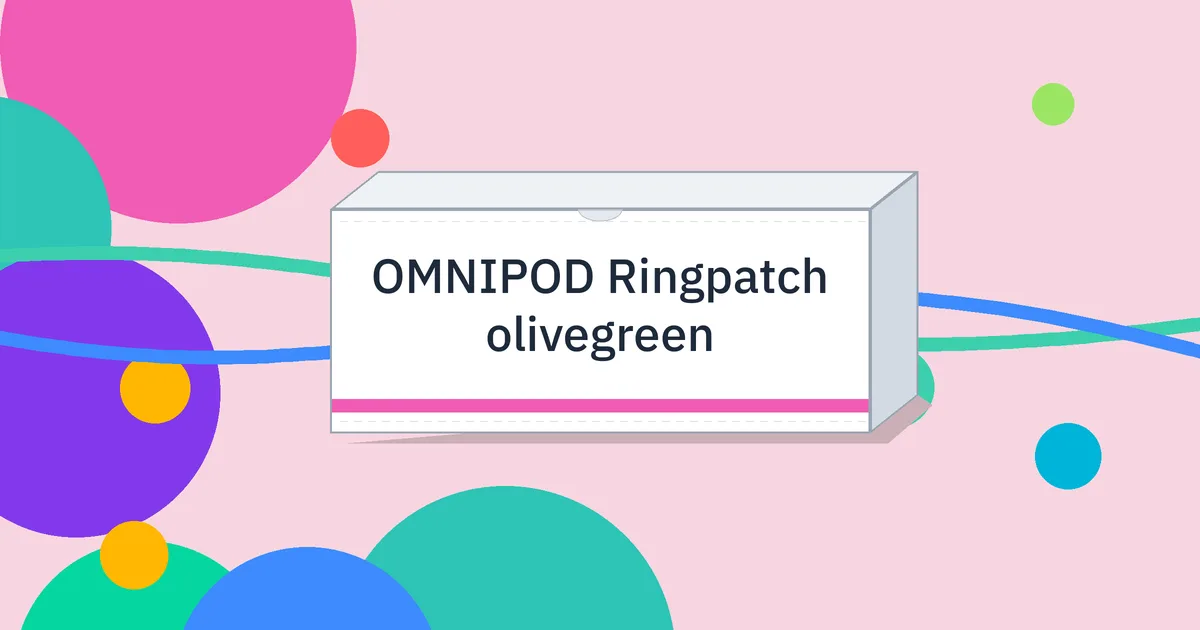 Symbolbild: Packung mit der Aufschrift OMNIPOD Ringpatch olivegreen (PZN 19868652) – Verfügbarkeit und Bezug in Apotheken in Frankfurt am Main