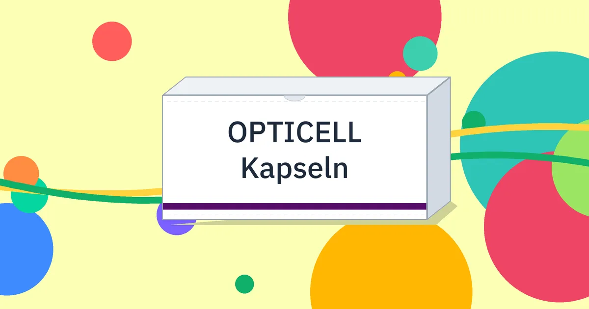 Symbolbild: Packung mit der Aufschrift OPTICELL Kapseln (PZN 00332558) – Verfügbarkeit und Bezug in Apotheken in Frankfurt am Main