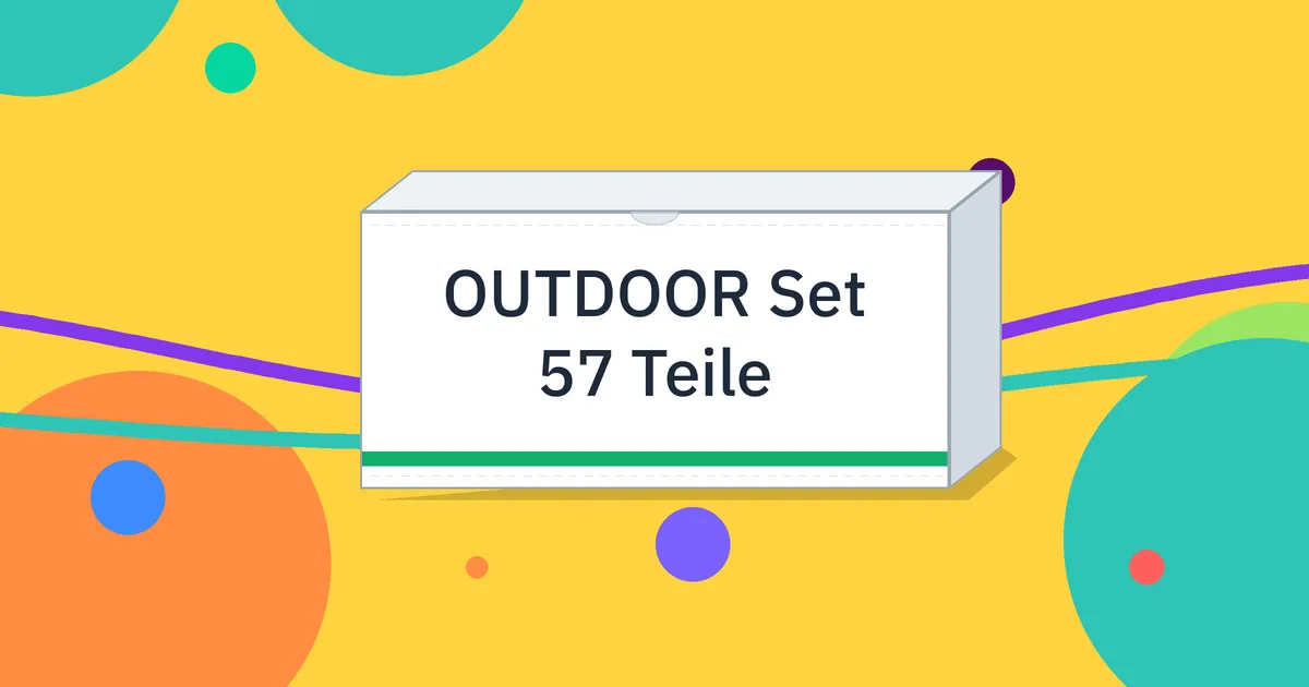 Symbolbild: Packung mit der Aufschrift OUTDOOR Set 57 Teile (PZN 13584273) – Verfügbarkeit und Bezug in Apotheken in Frankfurt am Main