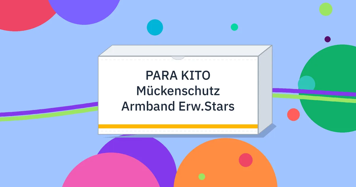 Symbolbild: Packung mit der Aufschrift PARA KITO Mückenschutz Armband Erw.Stars (PZN 19132158) – Verfügbarkeit und Bezug in Apotheken in Frankfurt am Main