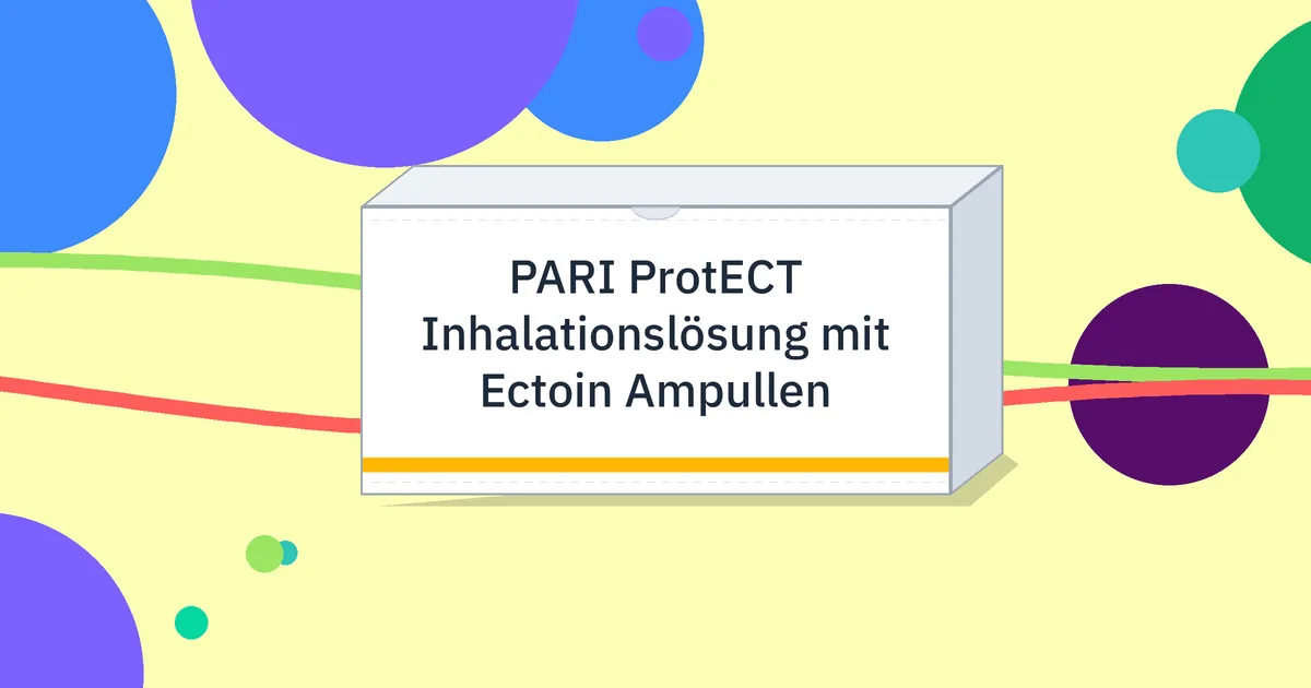 Symbolbild: Packung mit der Aufschrift PARI ProtECT Inhalationslösung mit Ectoin Ampullen (PZN 12359982) – Verfügbarkeit und Bezug in Apotheken in Frankfurt am Main