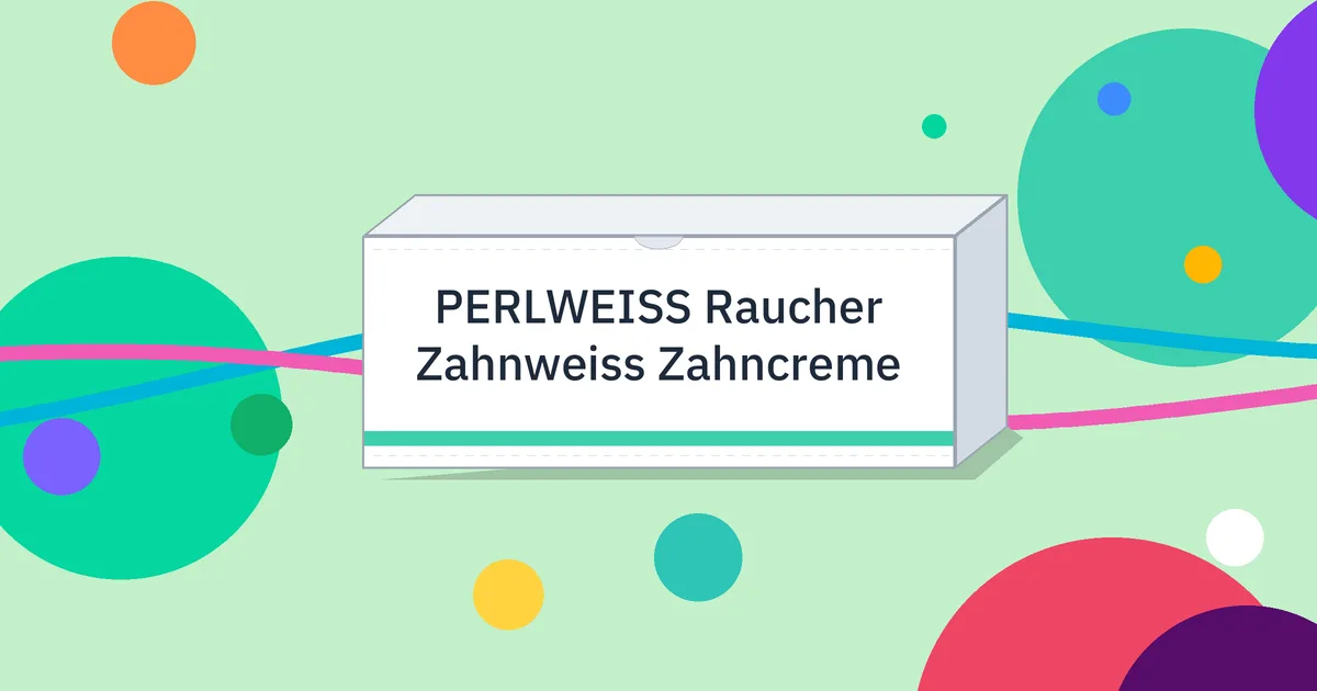 Symbolbild: Packung mit der Aufschrift PERLWEISS Raucher Zahnweiss Zahncreme (PZN 20593953) – Verfügbarkeit und Bezug in Apotheken in Frankfurt am Main