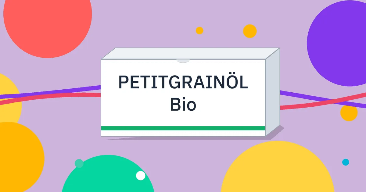 Symbolbild: Packung mit der Aufschrift PETITGRAINÖL Bio (PZN 11283219) – Verfügbarkeit und Bezug in Apotheken in Frankfurt am Main
