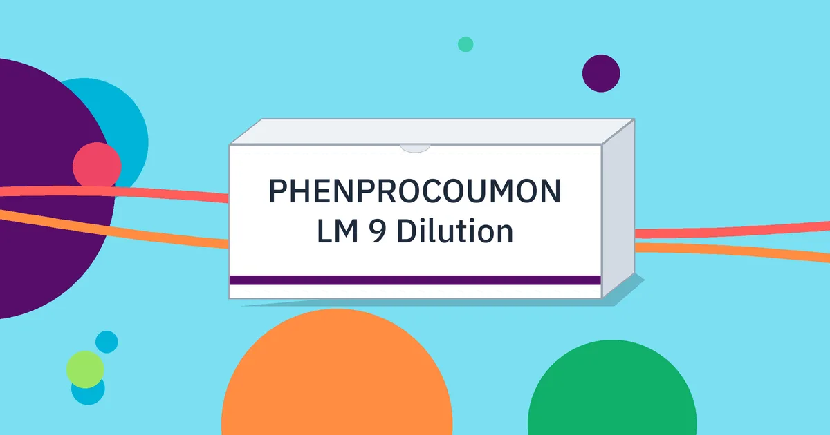 Symbolbild: Packung mit der Aufschrift PHENPROCOUMON LM 9 Dilution (PZN 13637845) – Verfügbarkeit und Bezug in Apotheken in Frankfurt am Main