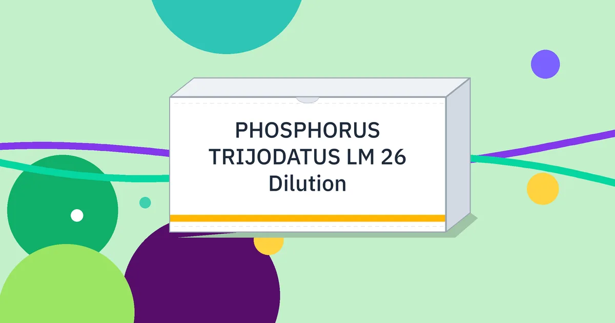 Symbolbild: Packung mit der Aufschrift PHOSPHORUS TRIJODATUS LM 26 Dilution (PZN 13035046) – Verfügbarkeit und Bezug in Apotheken in Frankfurt am Main
