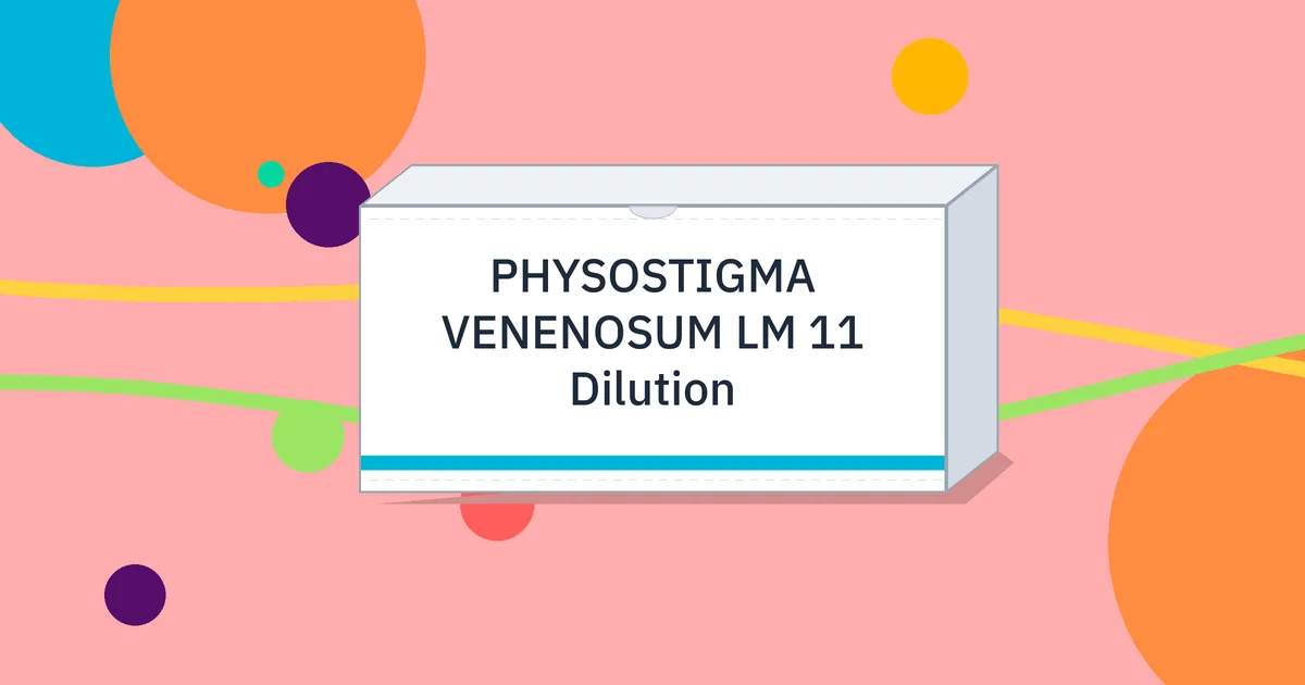 Symbolbild: Packung mit der Aufschrift PHYSOSTIGMA VENENOSUM LM 11 Dilution (PZN 13035313) – Verfügbarkeit und Bezug in Apotheken in Frankfurt am Main