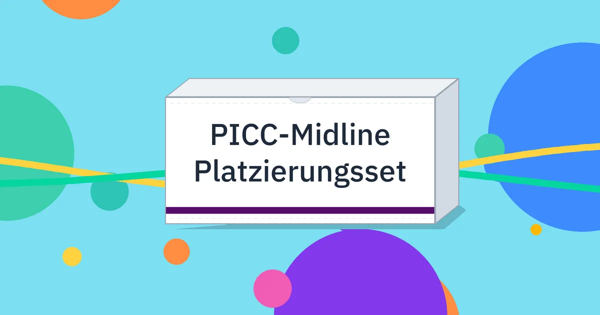 Symbolbild: Packung mit der Aufschrift PICC-Midline Platzierungsset (PZN 15328433) – Verfügbarkeit und Bezug in Apotheken in Frankfurt am Main