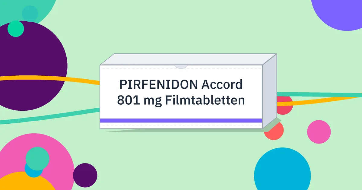 Symbolbild: Packung mit der Aufschrift PIRFENIDON Accord 801 mg Filmtabletten (PZN 18220245) – Verfügbarkeit und Bezug in Apotheken in Frankfurt am Main