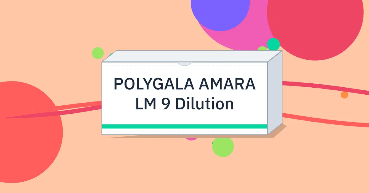Symbolbild: Packung mit der Aufschrift POLYGALA AMARA LM 9 Dilution (PZN 13661424) – Verfügbarkeit und Bezug in Apotheken in Frankfurt am Main