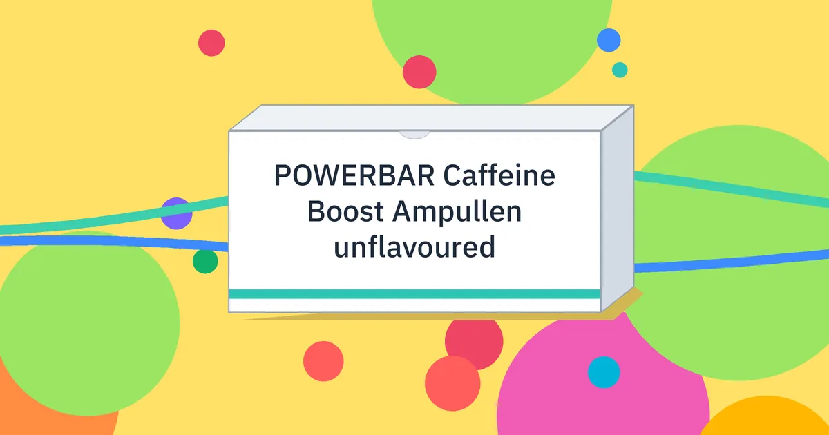 Symbolbild: Packung mit der Aufschrift POWERBAR Caffeine Boost Ampullen unflavoured (PZN 19858458) – Verfügbarkeit und Bezug in Apotheken in Frankfurt am Main