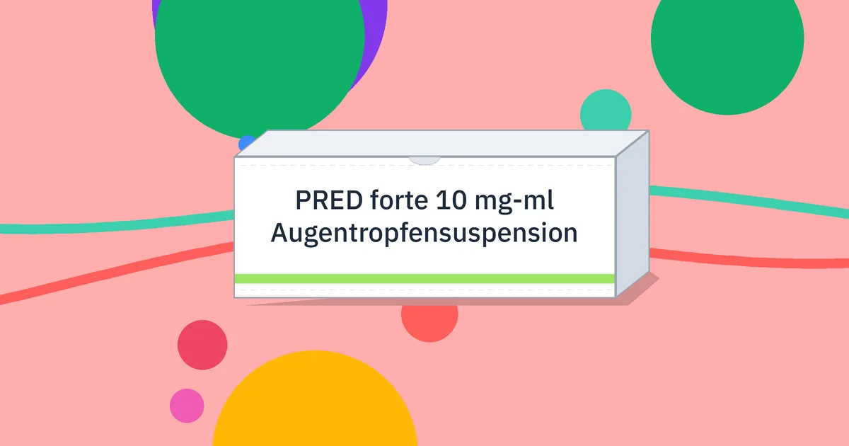 Symbolbild: Packung mit der Aufschrift PRED forte 10 mg-ml Augentropfensuspension (PZN 19509887) – Verfügbarkeit und Bezug in Apotheken in Frankfurt am Main