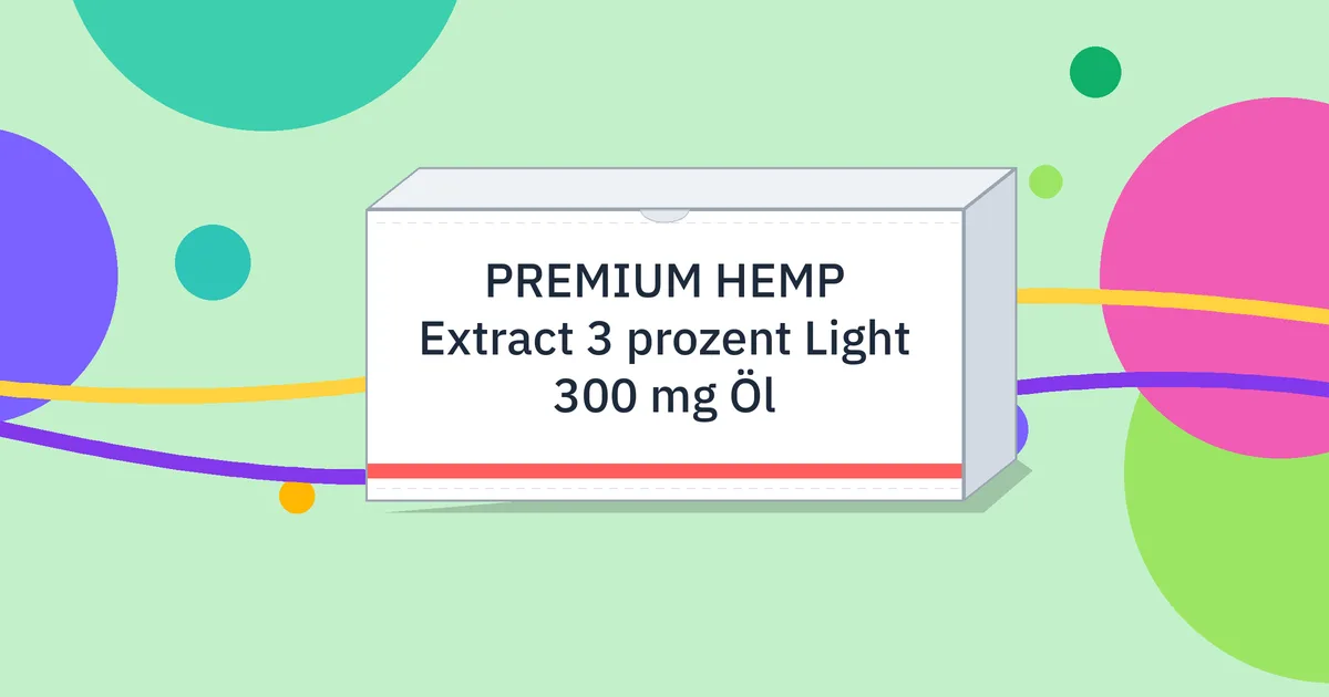 Symbolbild: Packung mit der Aufschrift PREMIUM HEMP Extract 3 prozent Light 300 mg Öl (PZN 20031971) – Verfügbarkeit und Bezug in Apotheken in Frankfurt am Main
