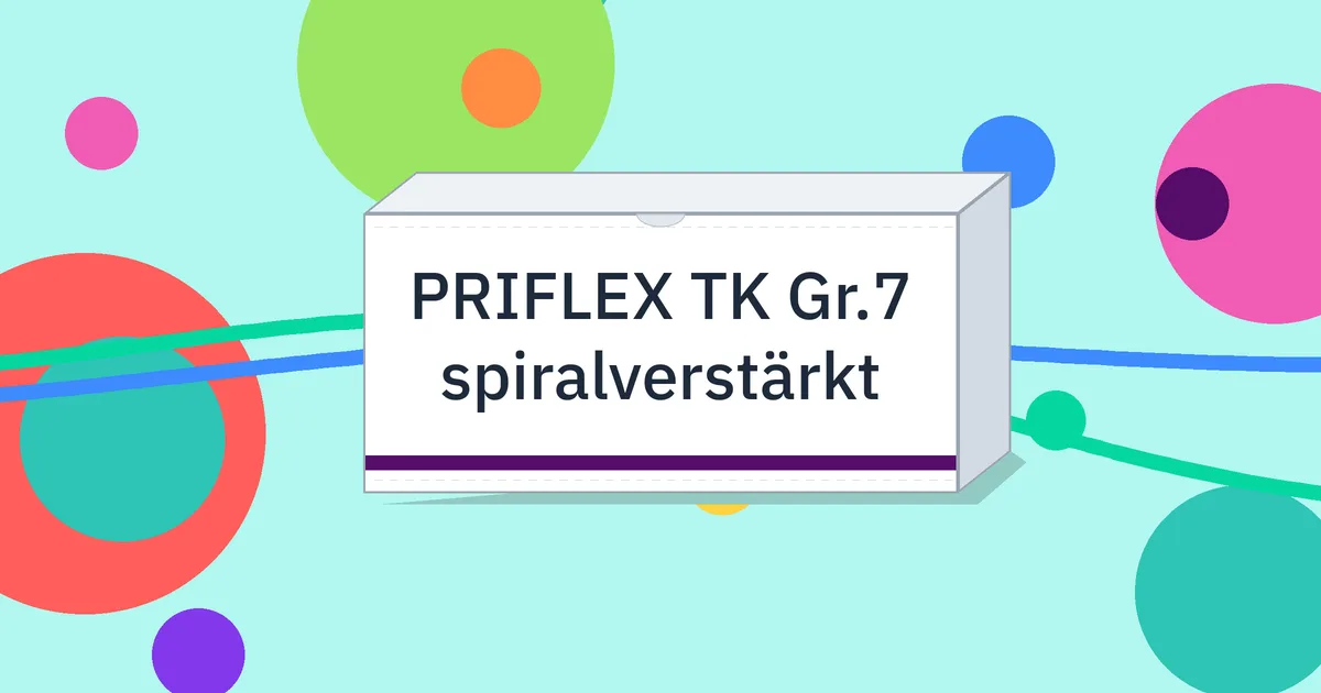 Symbolbild: Packung mit der Aufschrift PRIFLEX TK Gr.7 spiralverstärkt (PZN 10287445) – Verfügbarkeit und Bezug in Apotheken in Frankfurt am Main