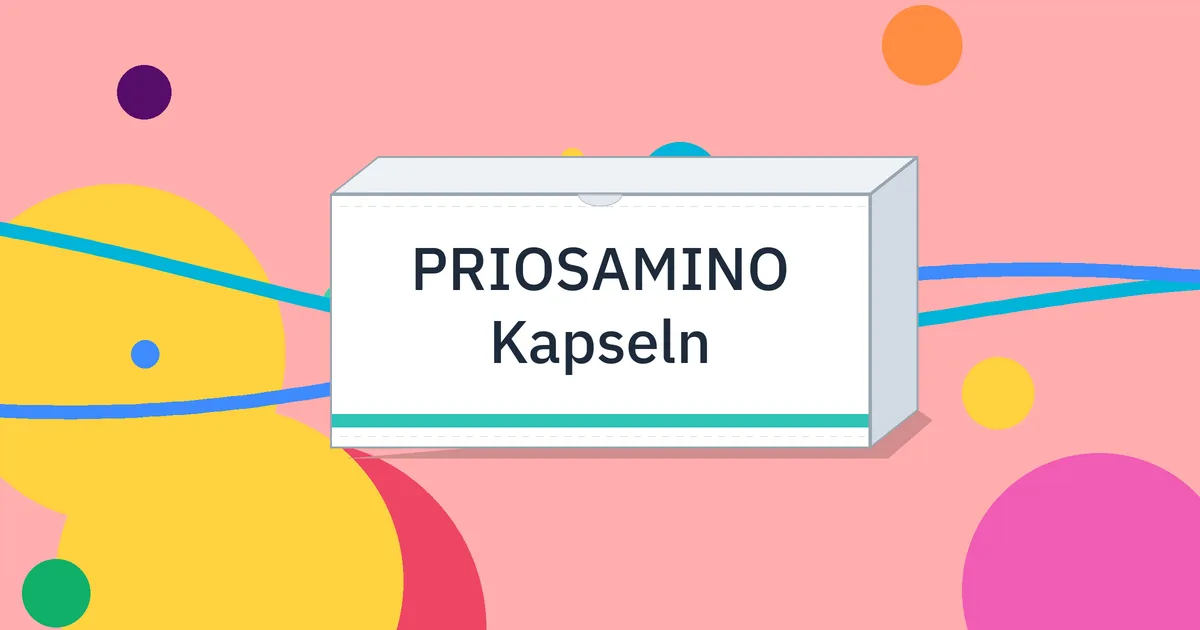 Symbolbild: Packung mit der Aufschrift PRIOSAMINO Kapseln (PZN 13242762) – Verfügbarkeit und Bezug in Apotheken in Frankfurt am Main
