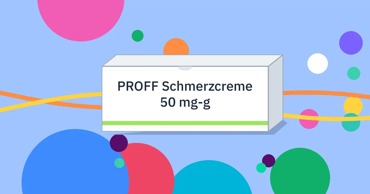 Symbolbild: Packung mit der Aufschrift PROFF Schmerzcreme 50 mg-g (PZN 11194763) – Verfügbarkeit und Bezug in Apotheken in Frankfurt am Main