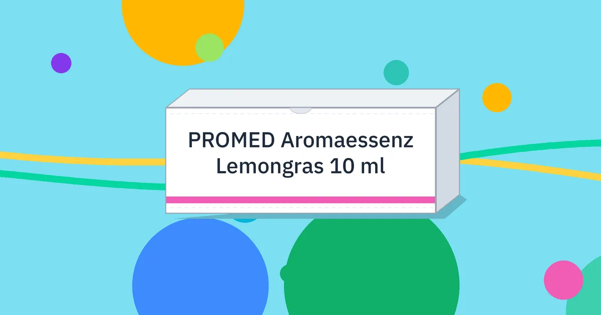 Symbolbild: Packung mit der Aufschrift PROMED Aromaessenz Lemongras 10 ml (PZN 11528589) – Verfügbarkeit und Bezug in Apotheken in Frankfurt am Main