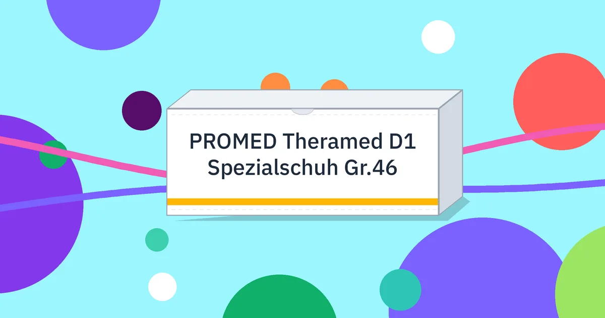 Symbolbild: Packung mit der Aufschrift PROMED Theramed D1 Spezialschuh Gr.46 (PZN 05482512) – Verfügbarkeit und Bezug in Apotheken in Frankfurt am Main
