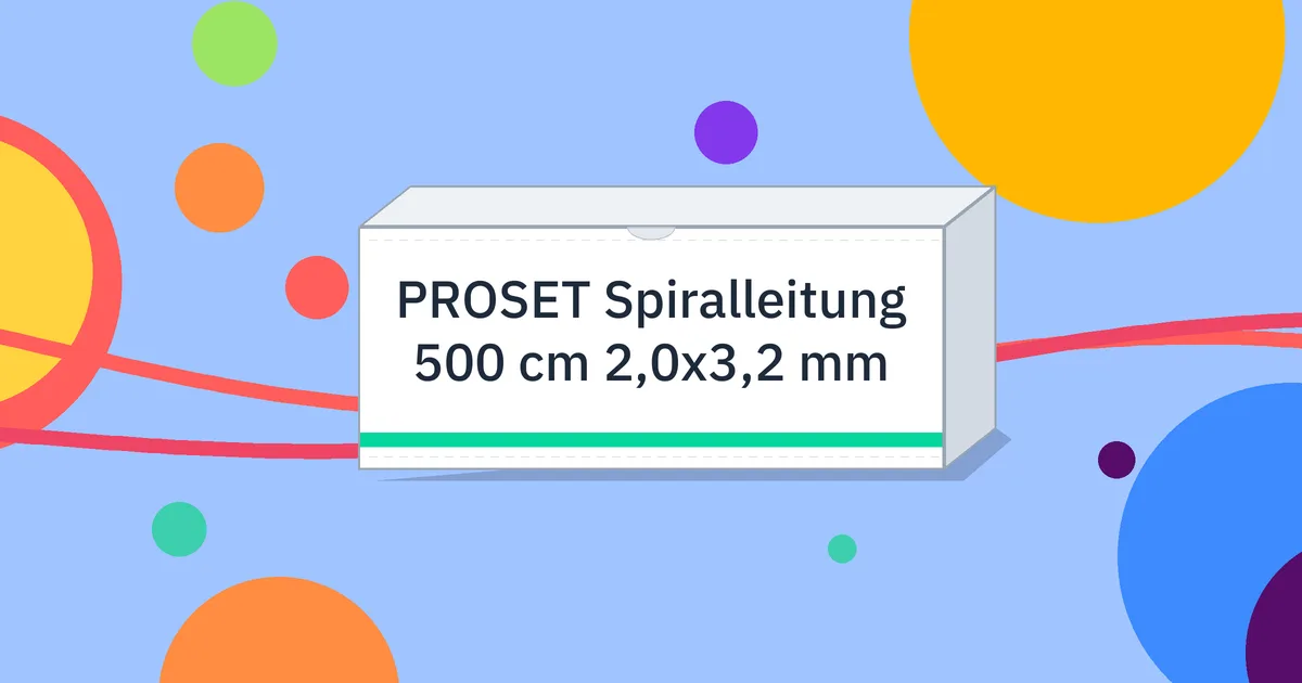 Symbolbild: Packung mit der Aufschrift PROSET Spiralleitung 500 cm 2,0x3,2 mm (PZN 11865832) – Verfügbarkeit und Bezug in Apotheken in Frankfurt am Main