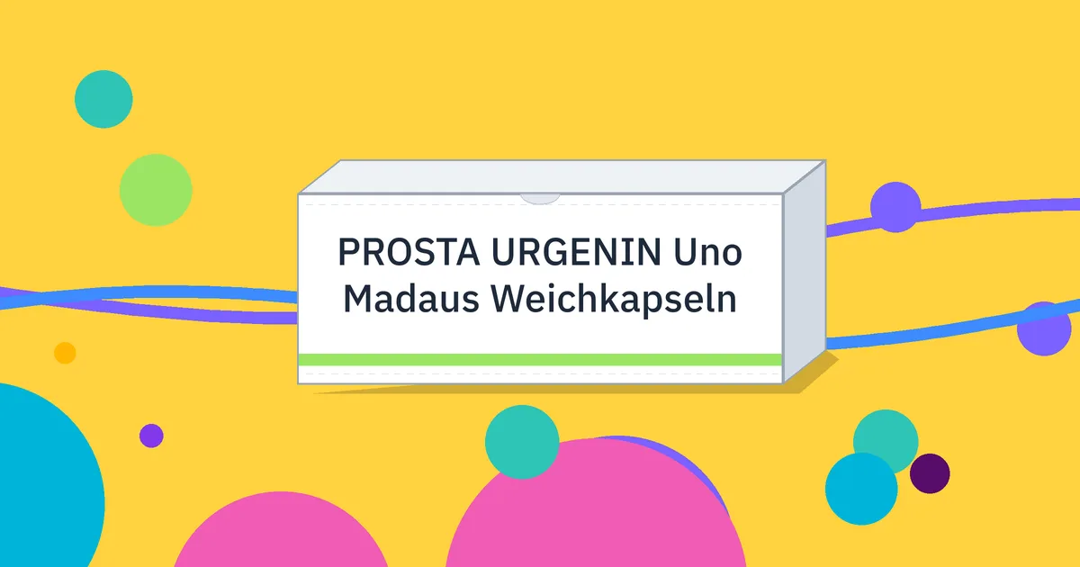 Symbolbild: Packung mit der Aufschrift PROSTA URGENIN Uno Madaus Weichkapseln (PZN 11548244) – Verfügbarkeit und Bezug in Apotheken in Frankfurt am Main
