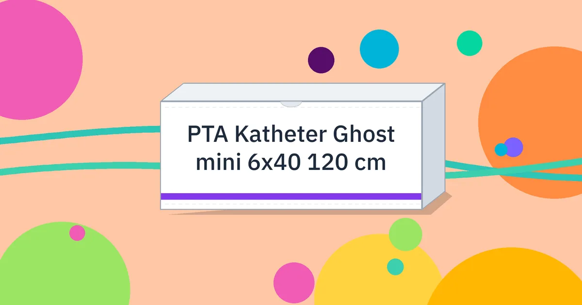 Symbolbild: Packung mit der Aufschrift PTA Katheter Ghost mini 6x40 120 cm (PZN 00142987) – Verfügbarkeit und Bezug in Apotheken in Frankfurt am Main