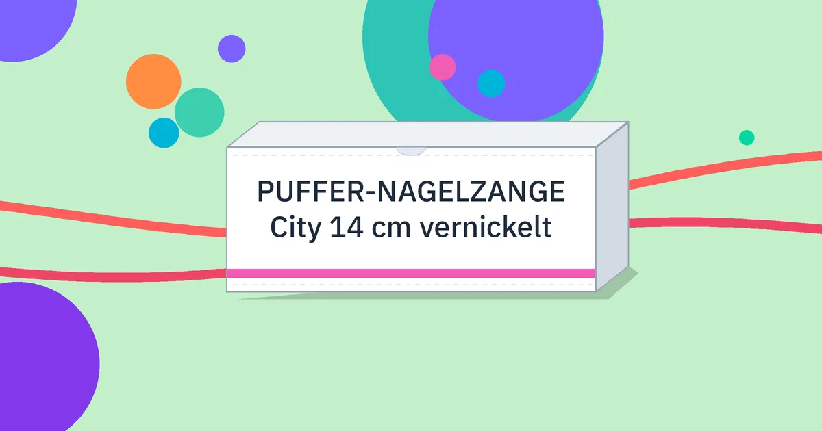 Symbolbild: Packung mit der Aufschrift PUFFER-NAGELZANGE City 14 cm vernickelt (PZN 18754596) – Verfügbarkeit und Bezug in Apotheken in Frankfurt am Main
