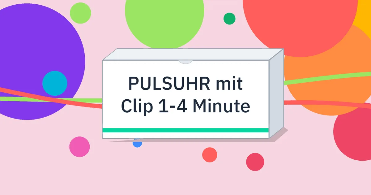 Symbolbild: Packung mit der Aufschrift PULSUHR mit Clip 1-4 Minute (PZN 08453474) – Verfügbarkeit und Bezug in Apotheken in Frankfurt am Main