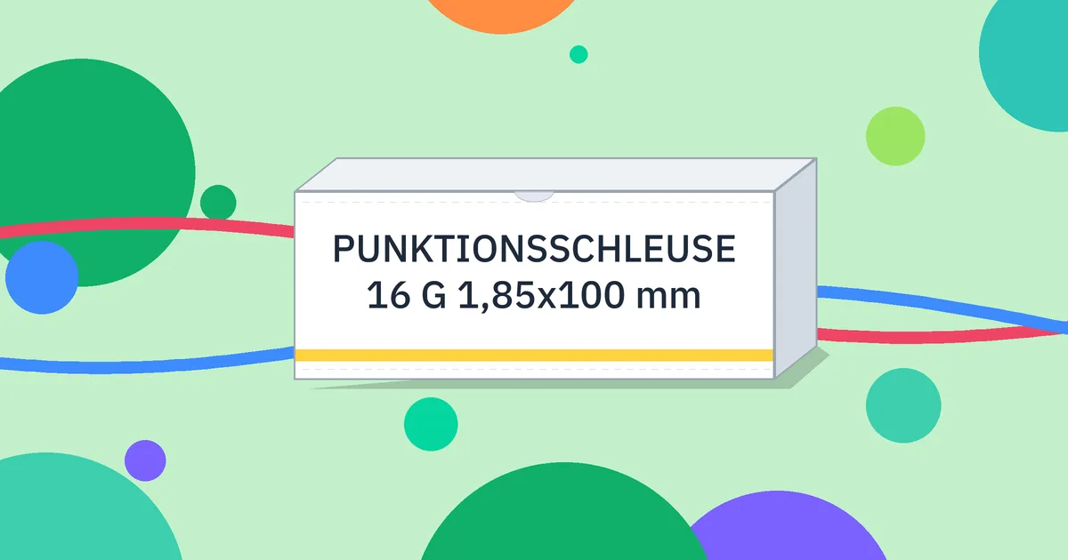 Symbolbild: Packung mit der Aufschrift PUNKTIONSSCHLEUSE 16 G 1,85x100 mm (PZN 20085725) – Verfügbarkeit und Bezug in Apotheken in Frankfurt am Main