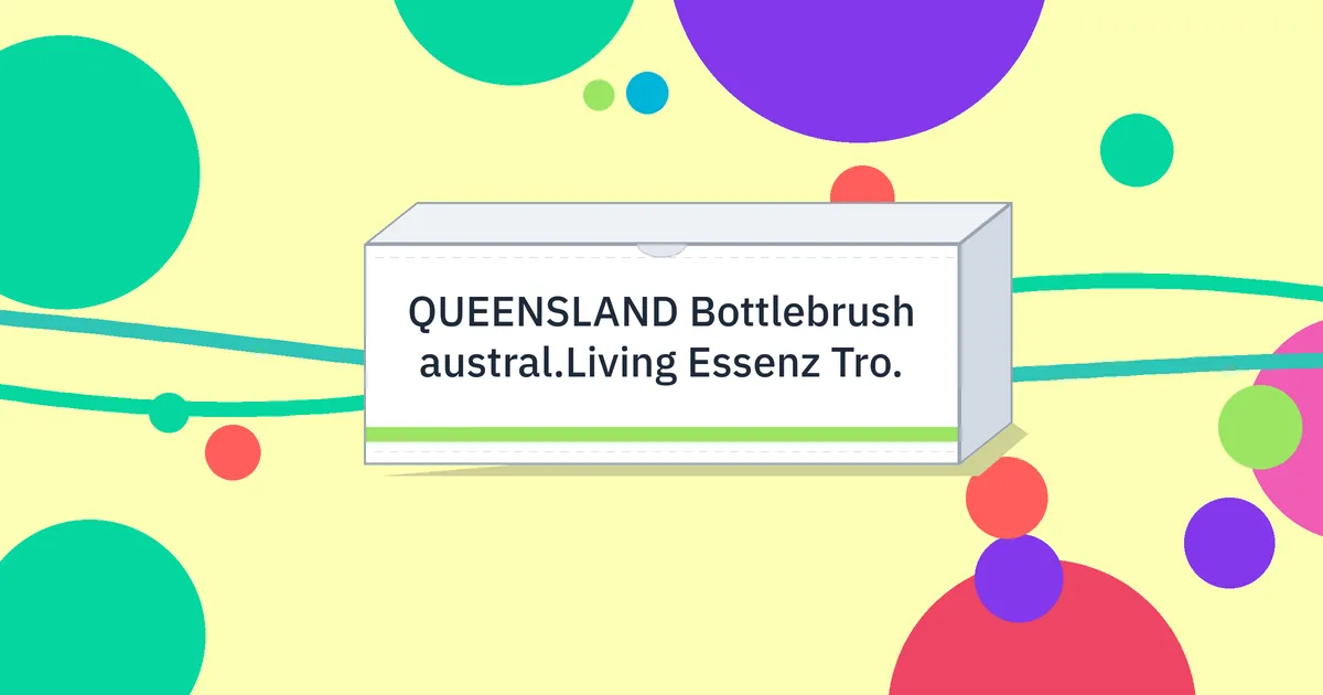 Symbolbild: Packung mit der Aufschrift QUEENSLAND Bottlebrush austral.Living Essenz Tro. (PZN 05010693) – Verfügbarkeit und Bezug in Apotheken in Frankfurt am Main