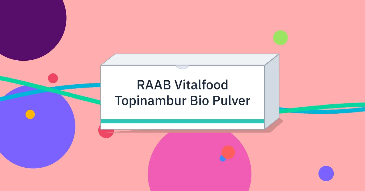 Symbolbild: Packung mit der Aufschrift RAAB Vitalfood Topinambur Bio Pulver (PZN 19305682) – Verfügbarkeit und Bezug in Apotheken in Frankfurt am Main