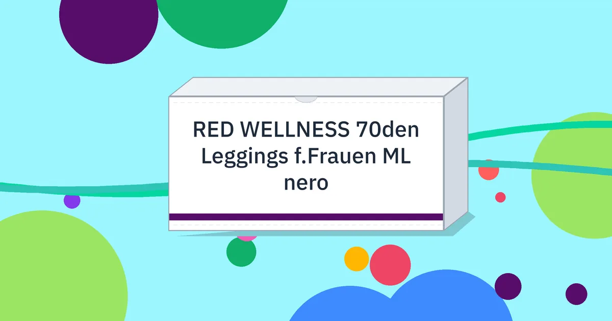 Symbolbild: Packung mit der Aufschrift RED WELLNESS 70den Leggings f.Frauen ML nero (PZN 16174759) – Verfügbarkeit und Bezug in Apotheken in Frankfurt am Main