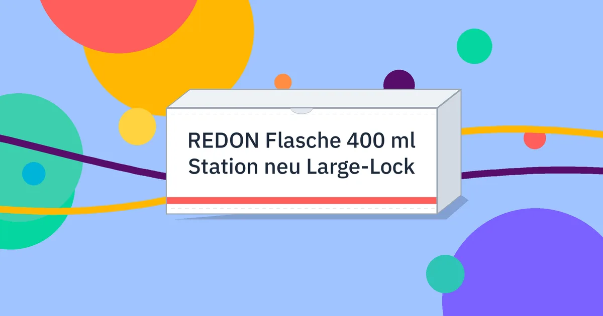 Symbolbild: Packung mit der Aufschrift REDON Flasche 400 ml Station neu Large-Lock (PZN 08928500) – Verfügbarkeit und Bezug in Apotheken in Frankfurt am Main