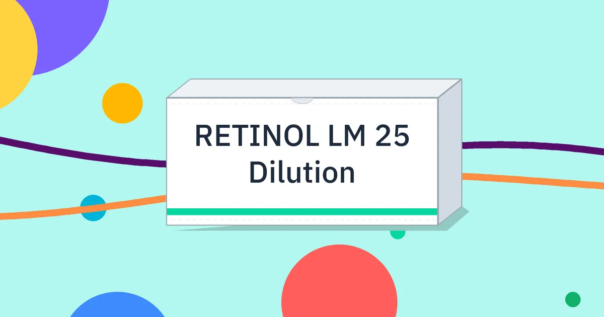 Symbolbild: Packung mit der Aufschrift RETINOL LM 25 Dilution (PZN 13047747) – Verfügbarkeit und Bezug in Apotheken in Frankfurt am Main
