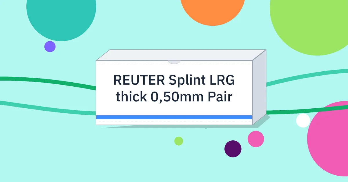 Symbolbild: Packung mit der Aufschrift REUTER Splint LRG thick 0,50mm Pair (PZN 19297853) – Verfügbarkeit und Bezug in Apotheken in Frankfurt am Main