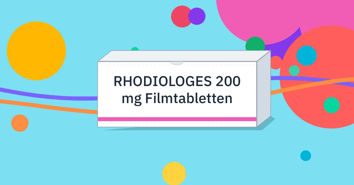 Symbolbild: Packung mit der Aufschrift RHODIOLOGES 200 mg Filmtabletten (PZN 14006236) – Verfügbarkeit und Bezug in Apotheken in Frankfurt am Main