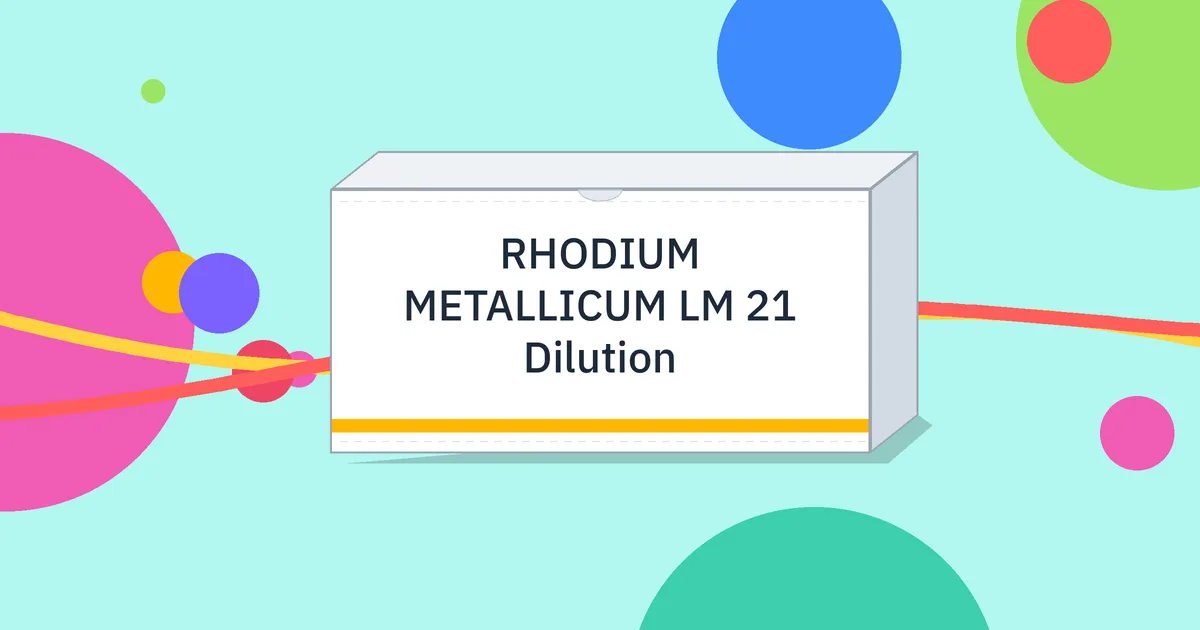 Symbolbild: Packung mit der Aufschrift RHODIUM METALLICUM LM 21 Dilution (PZN 13050502) – Verfügbarkeit und Bezug in Apotheken in Frankfurt am Main